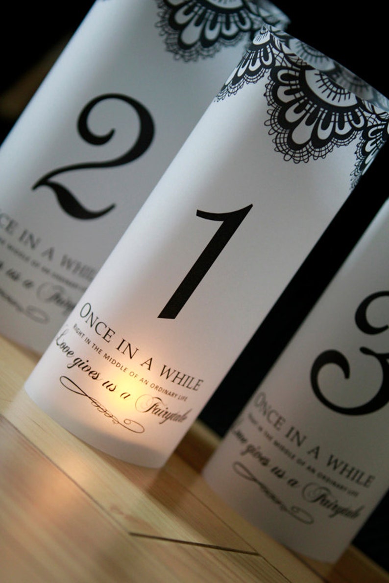 Once Upon a Time Table Numbers Lace Fairytale Luminaries | Etsy