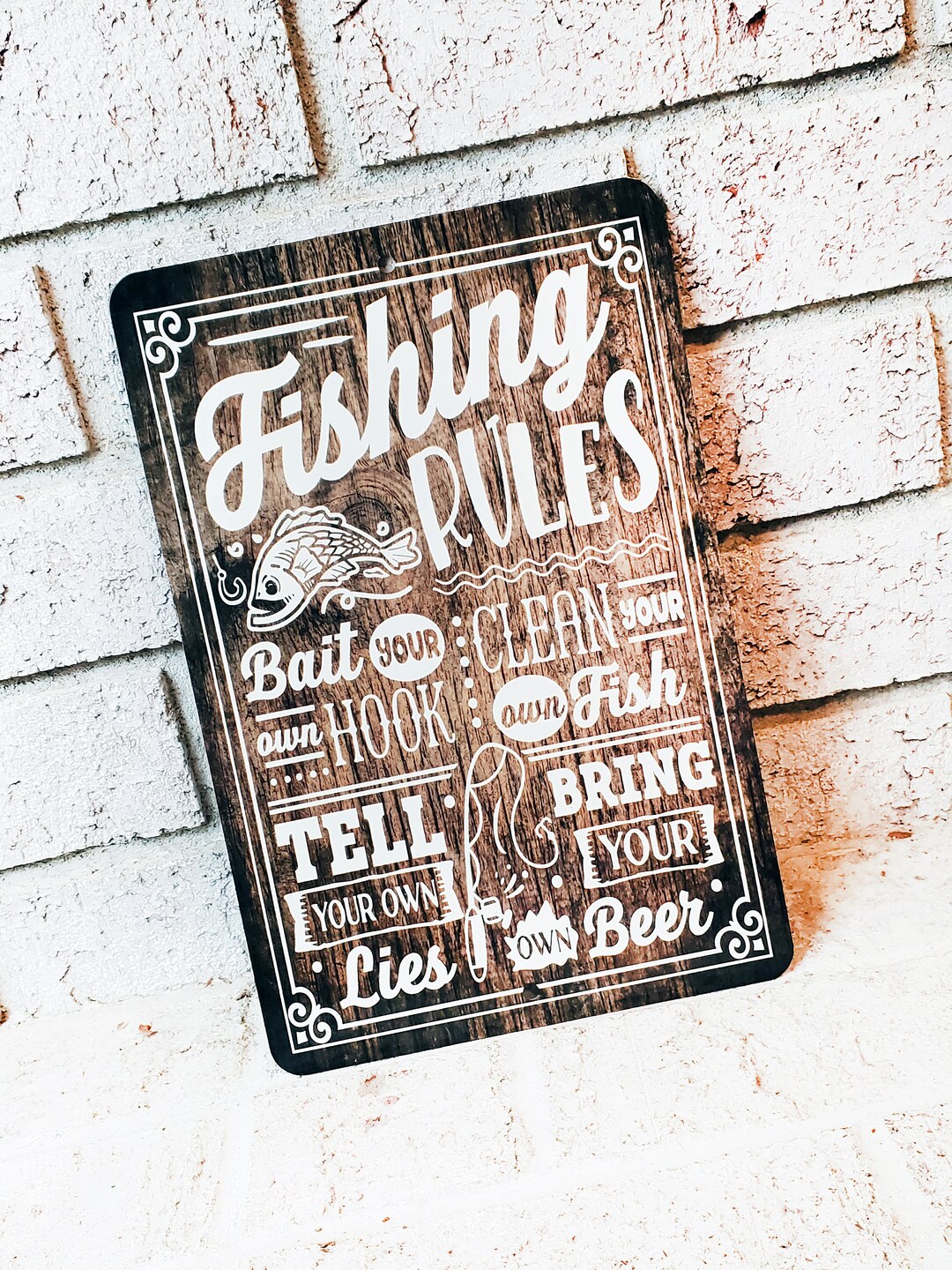 Fishing Rules Outdoor Metal Sign, Summer Yard Signs, Indoor/outdoor ...