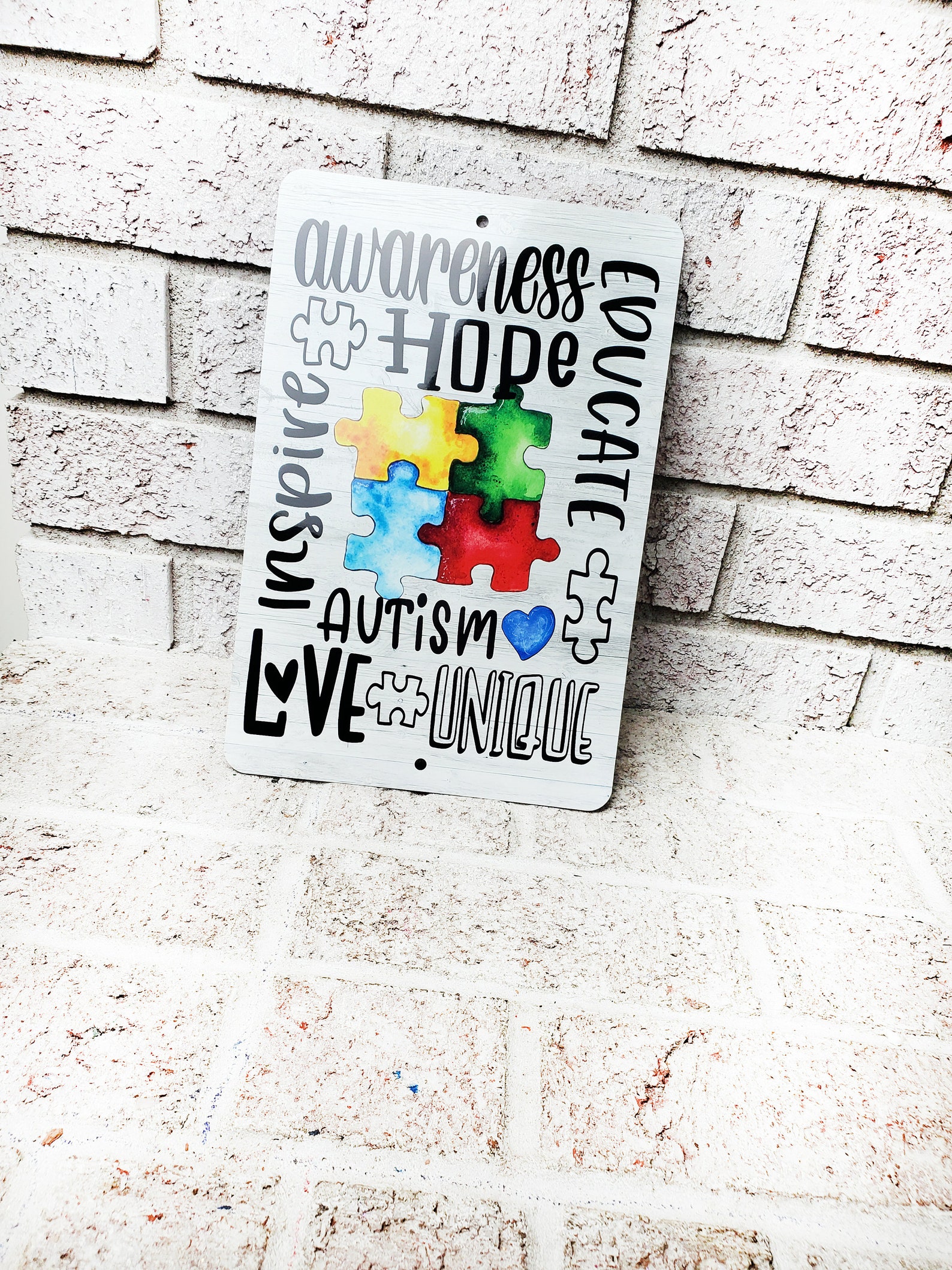 Autism Awareness Metal Sign, Puzzle Piece Classroom Decor - Etsy