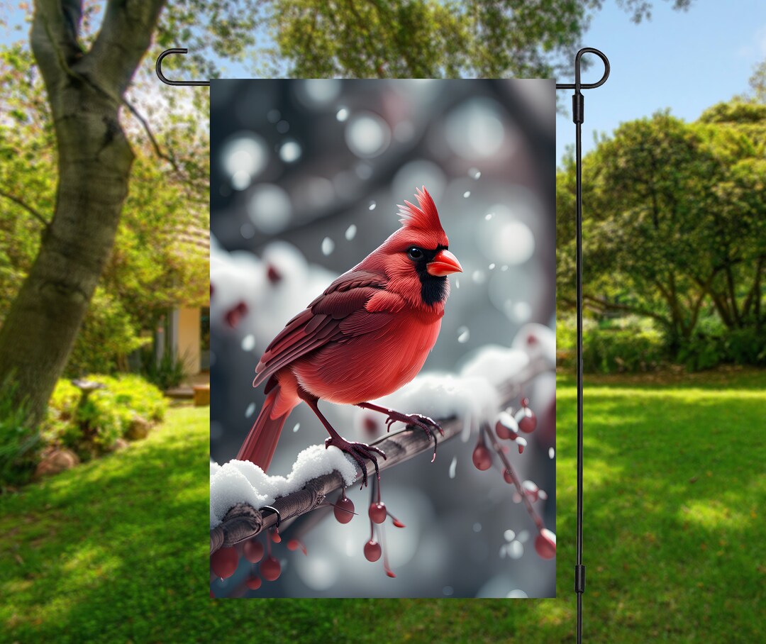 Cardinal Garden Flag, Christmas Garden Flag, Small Yard Flag, Winter ...