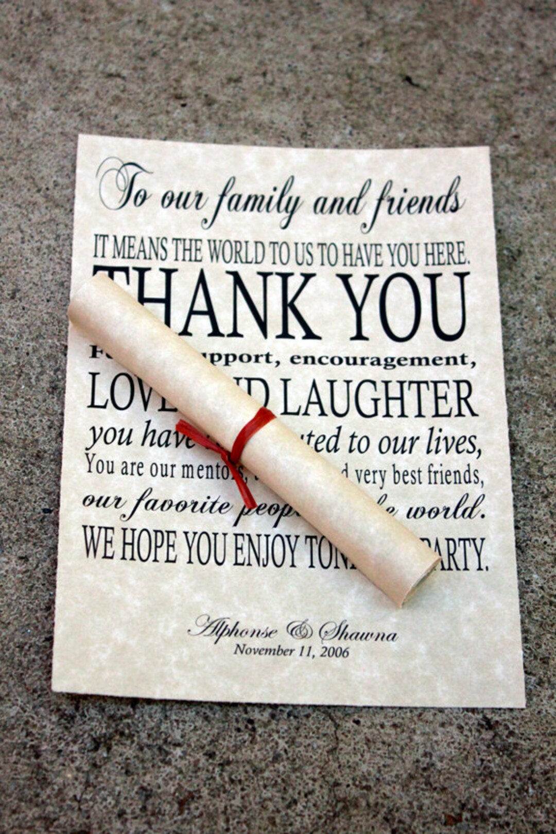 Wedding Thank You Scrolls, Thank You Scrolls, Wedding Day Thank You ...