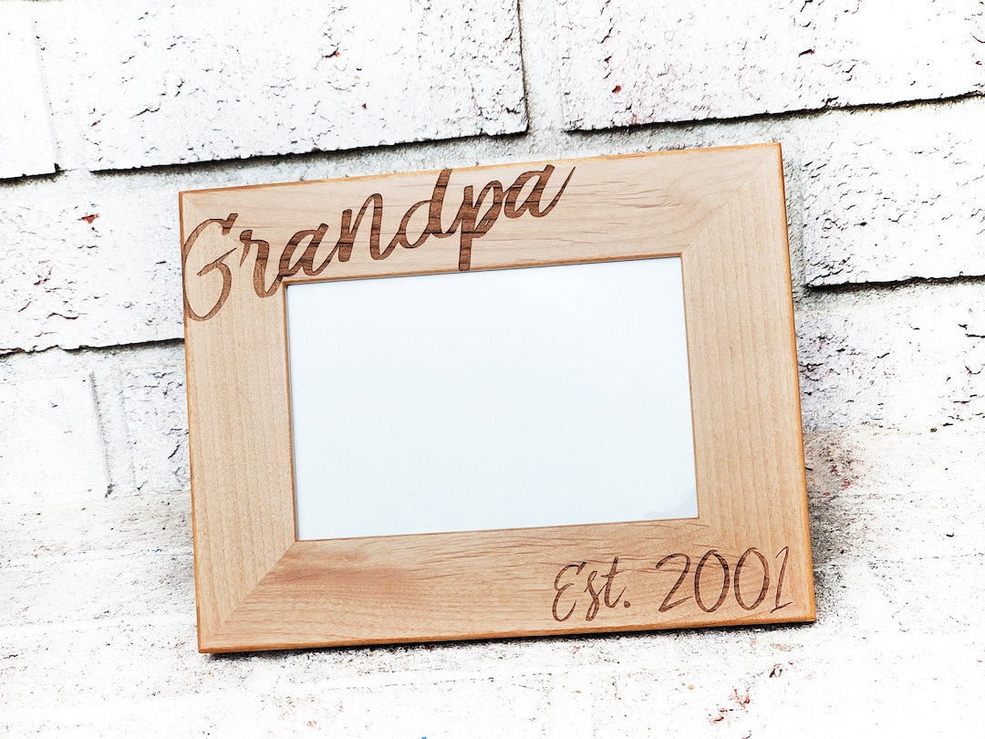 Personalized Grandpa Picture Frame, Engraved Wood Frame, Est Date - Etsy