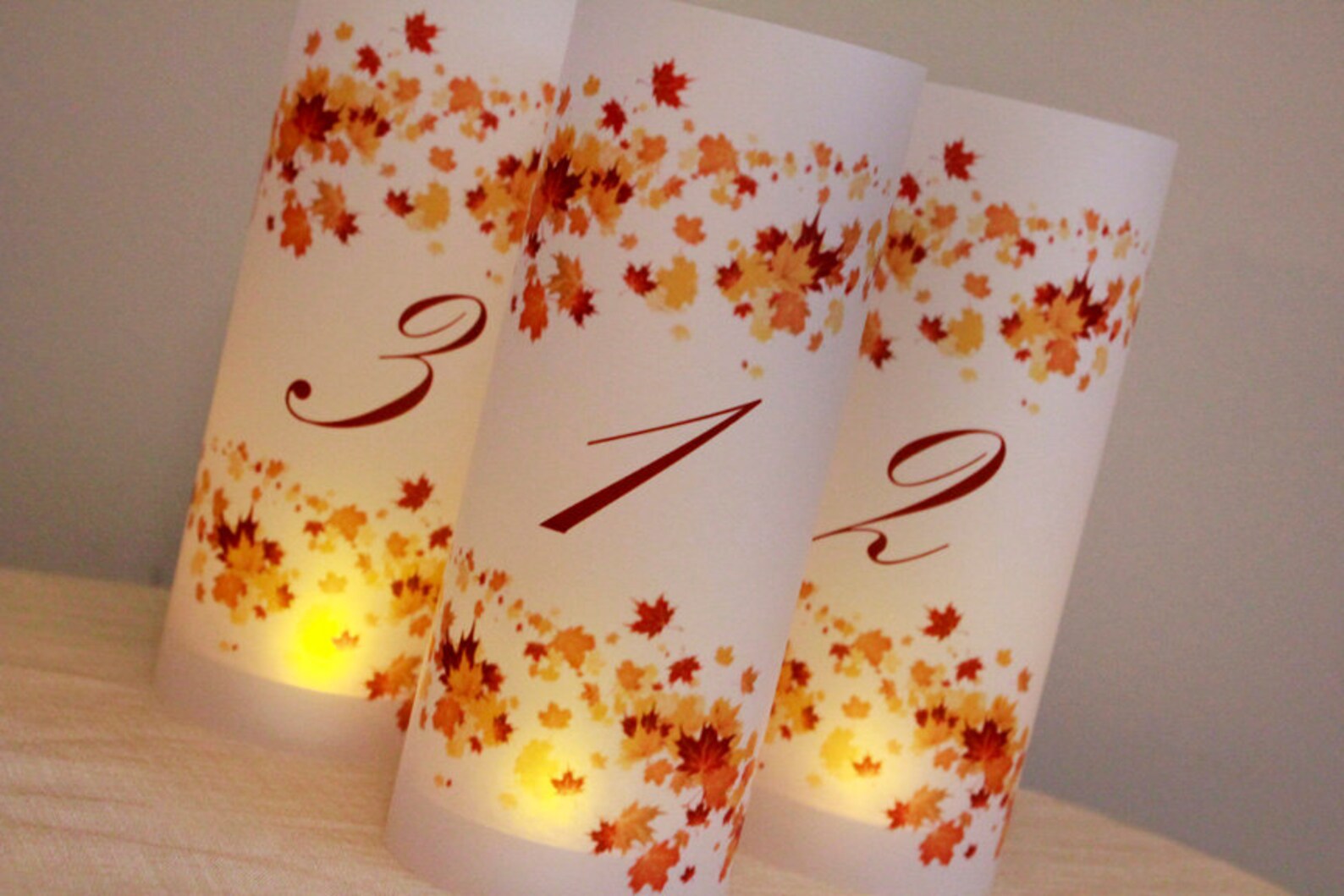 Set of 10 Fall Wedding Table Numbers Fall Luminaries Autumn | Etsy