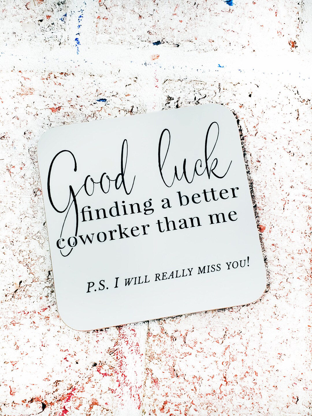 Funny Hardboard Coaster, Work Bestie, Good Luck Gift - Etsy
