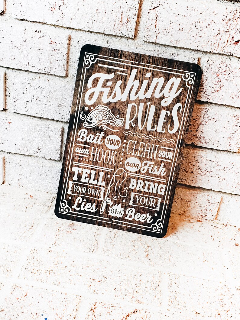 Fishing Rules Outdoor Metal Sign Summer Yard Signs - Etsy