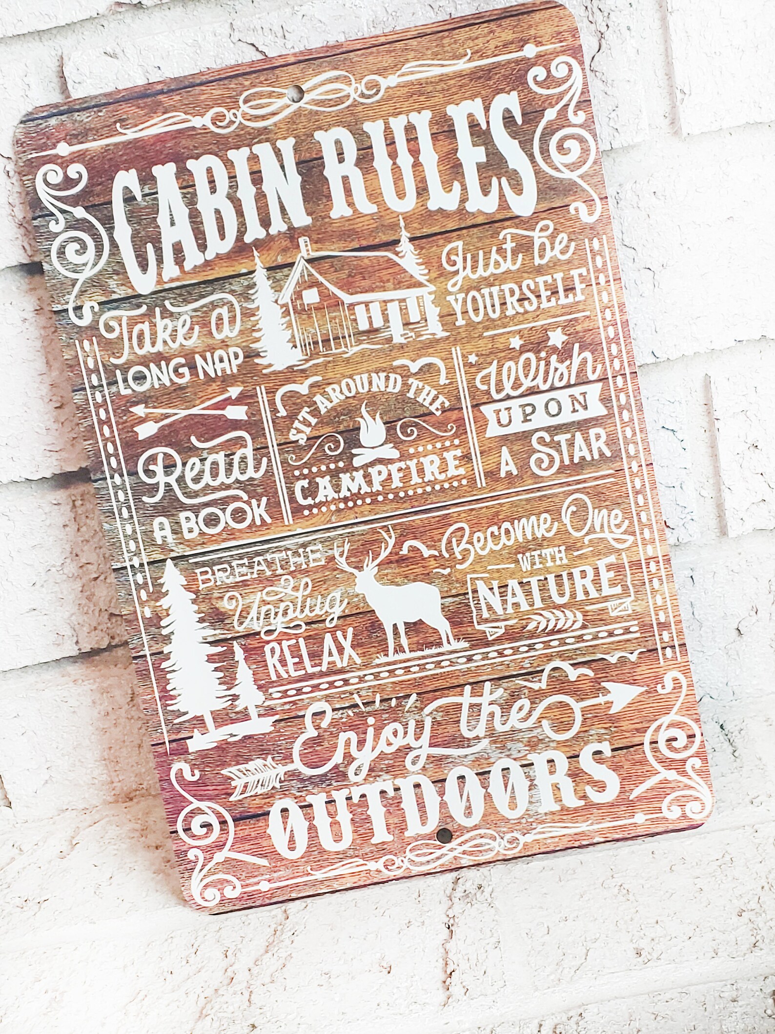 Cabin Rules Outdoor Metal Sign Summer Yard Signs - Etsy