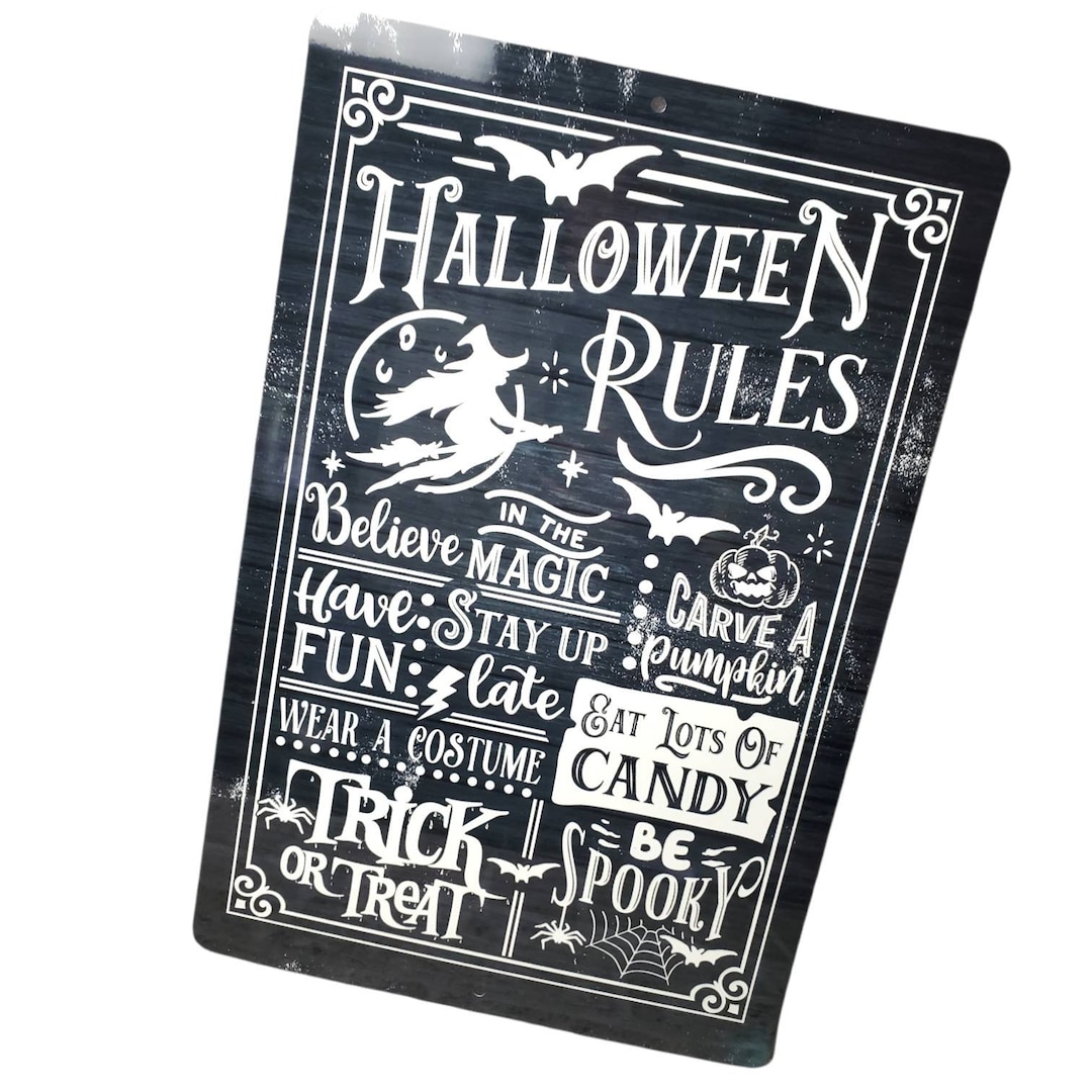 Halloween Rules Outdoor Metal Sign, Fall Yard Signs, Indoor/outdoor ...
