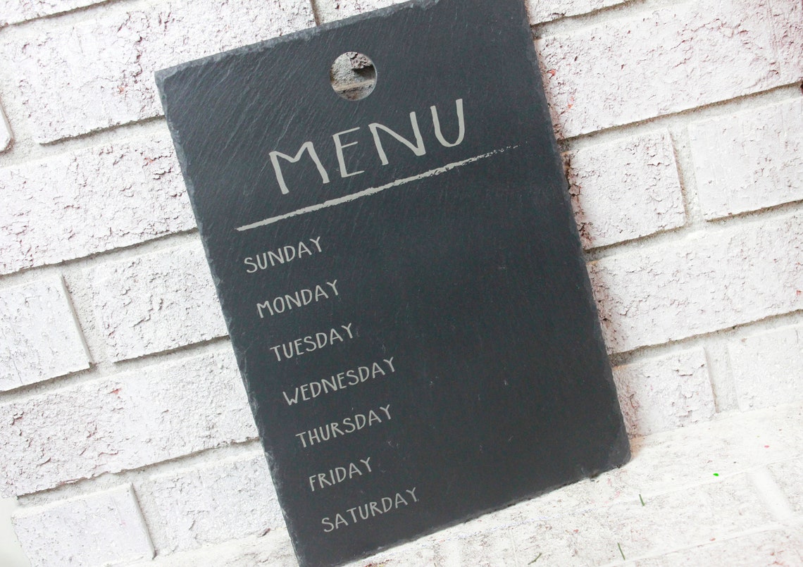 Weekly Menu Board Slate chalkboard meal planning Farmhouse | Etsy