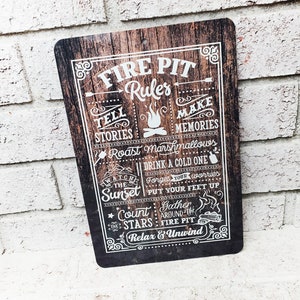 Fire Pit Rules Outdoor Metal Sign, Summer Yard Signs, Indoor/outdoor ...