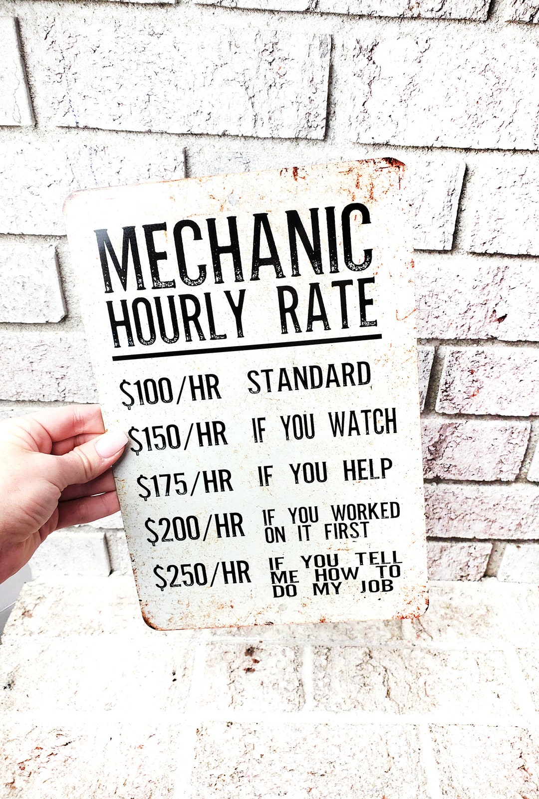 Mechanic Hourly Rate Metal Sign, Garage Decor - Etsy