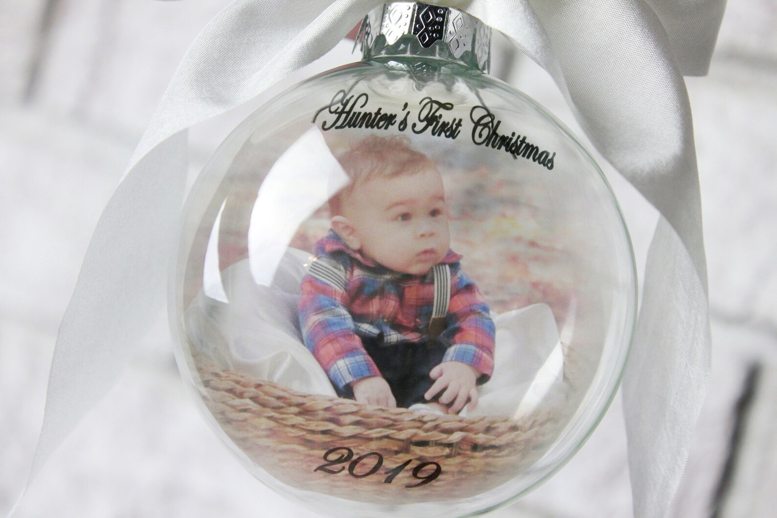 Baby's First Christmas Round Ornament Round bauble with | Etsy
