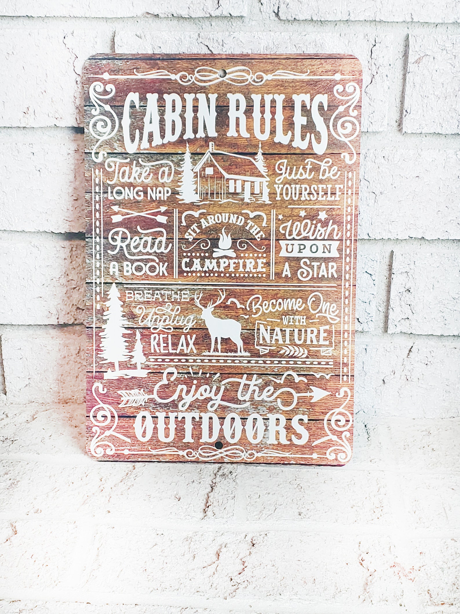 Cabin Rules Outdoor Metal Sign Summer Yard Signs - Etsy
