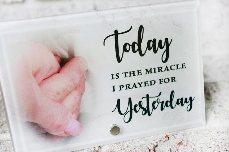 Today is the Miracle Photo Plaque Custom Gift Ideas new baby | Etsy