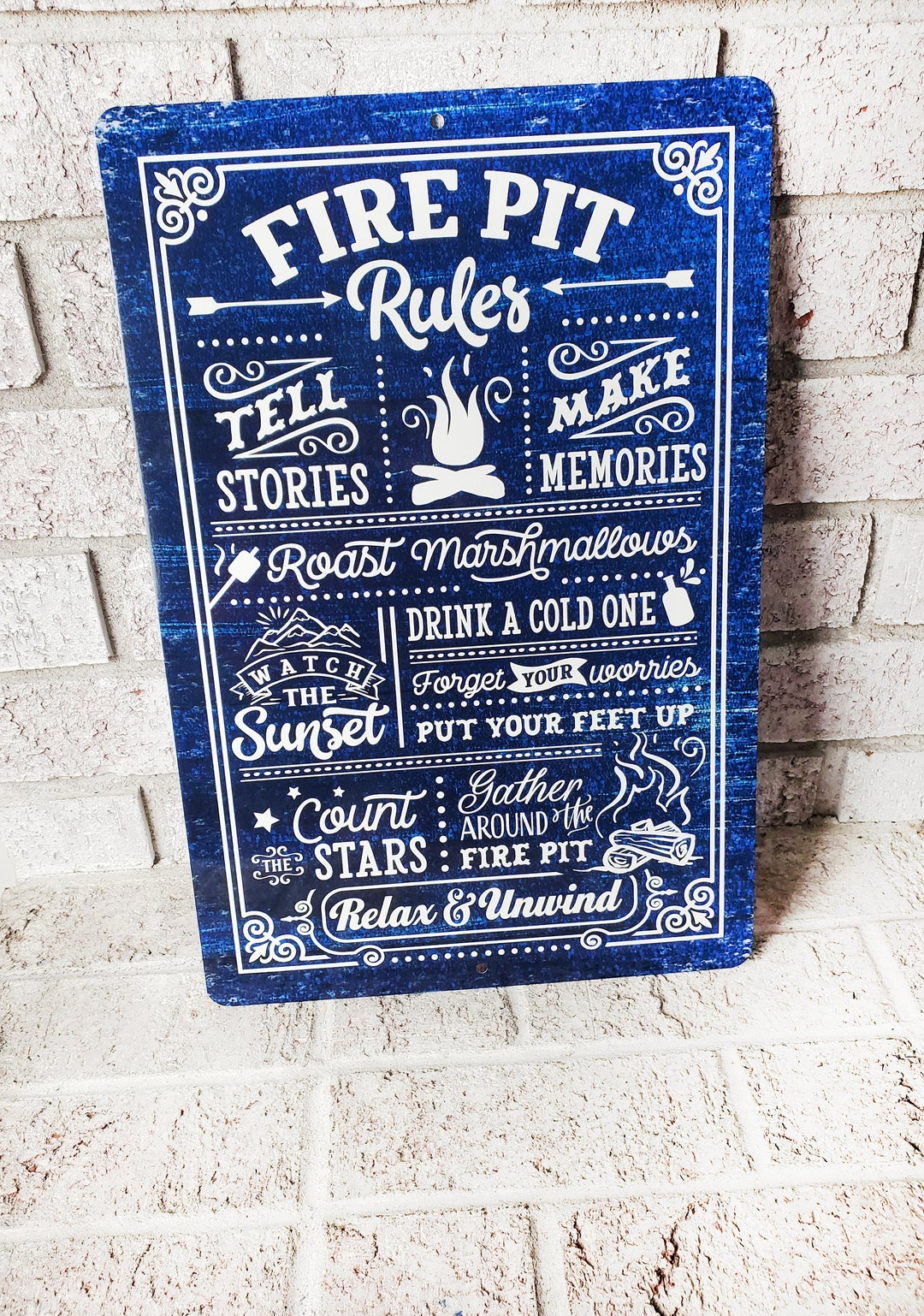 Navy Fire Pit Rules Metal Sign, Camping Decor - Etsy