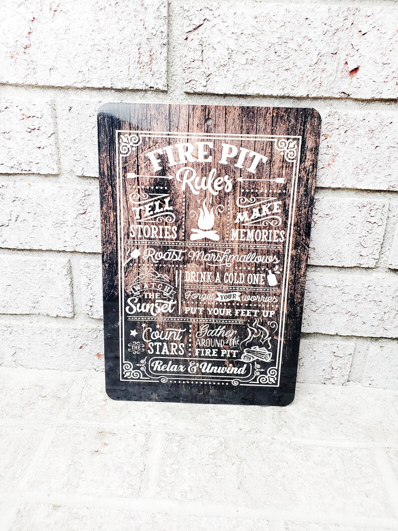 Fire Pit Rules Outdoor Metal Sign Summer Yard Signs - Etsy