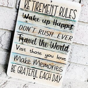 Retirement Rules Metal Sign, Indoor/outdoor Metal Signs, Retirement ...