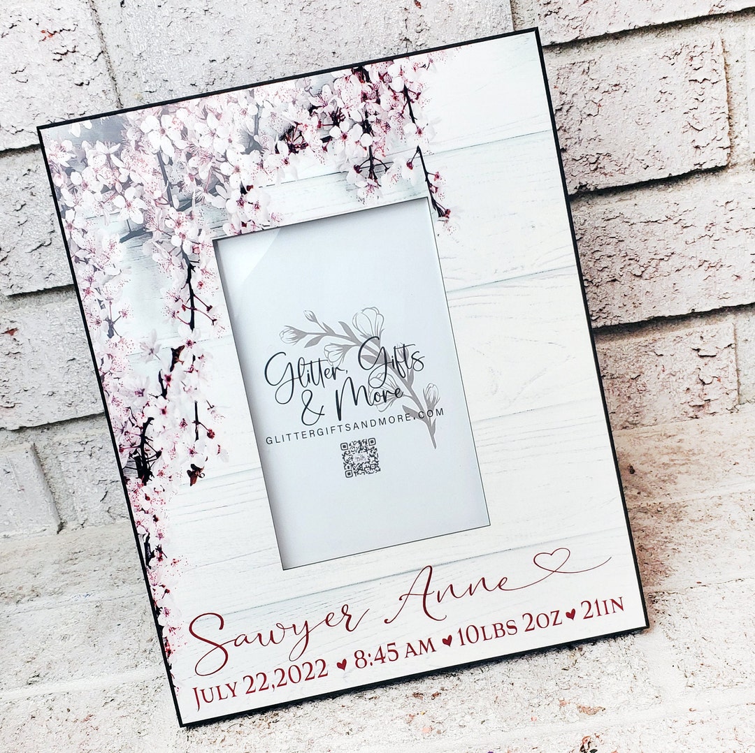 Personalized Baby Girl Frame, Birth Stats Frame, Newborn Picture Frame ...