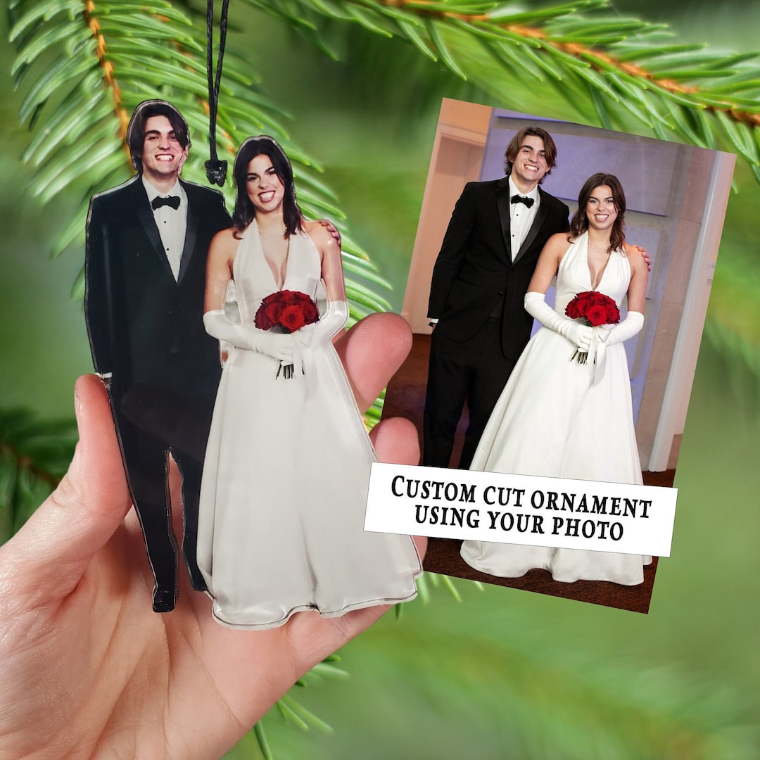 Custom Wedding Christmas Ornament, Bride and Groom Wedding Ornament Cut ...