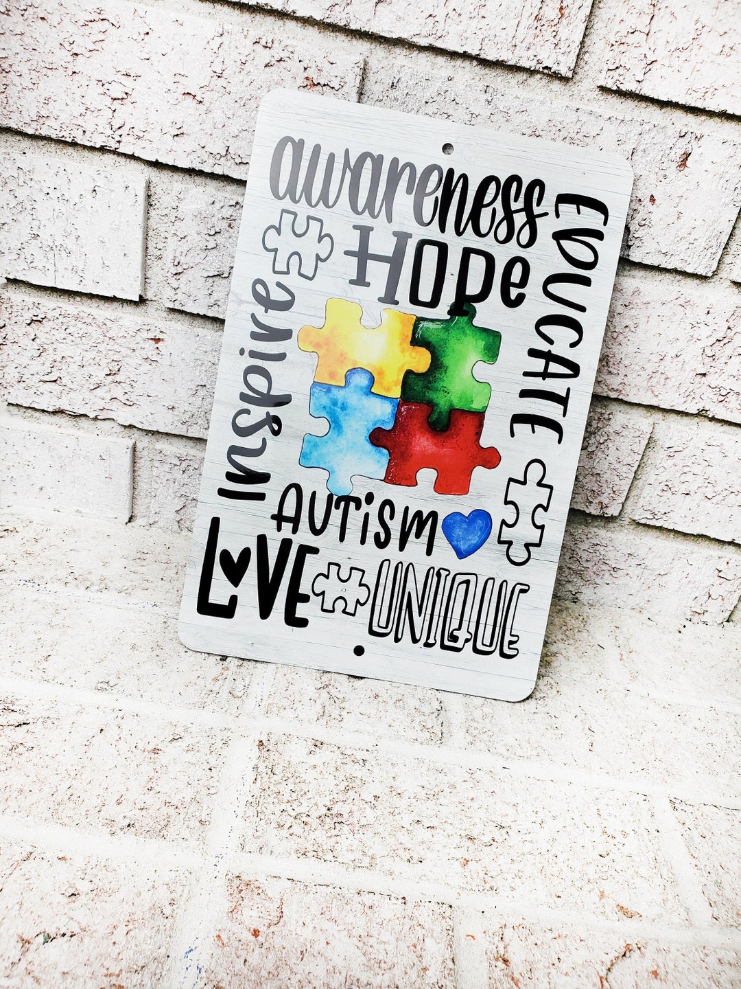 Autism Awareness Metal Sign, Puzzle Piece Classroom Decor - Etsy