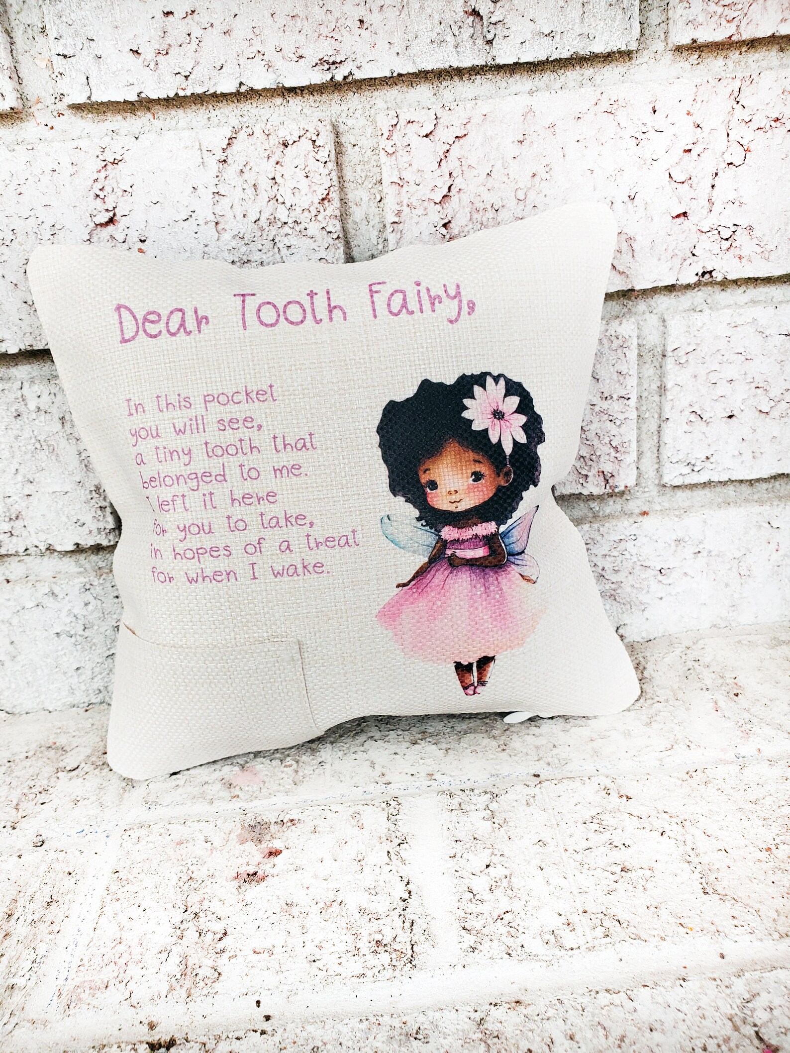 Tooth Fairy Pillow With Pocket Small Toothfairy Pillow Cute - Etsy