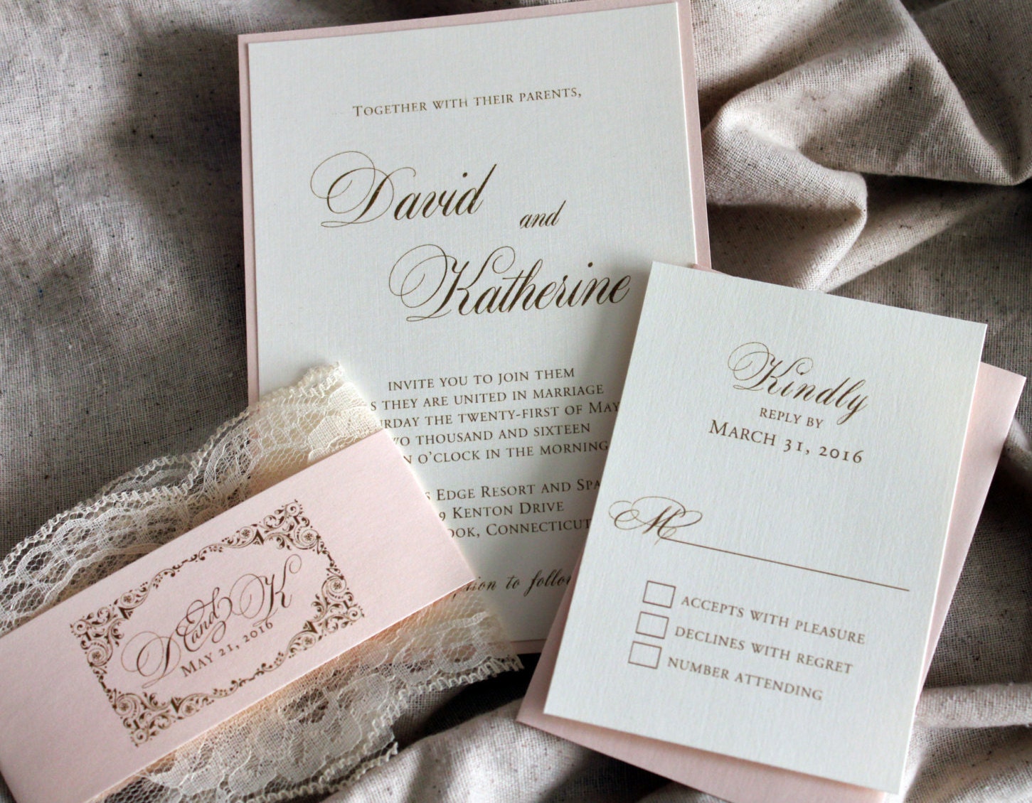 Pink and Gold Invitations Blush Wedding Invitation Blush | Etsy