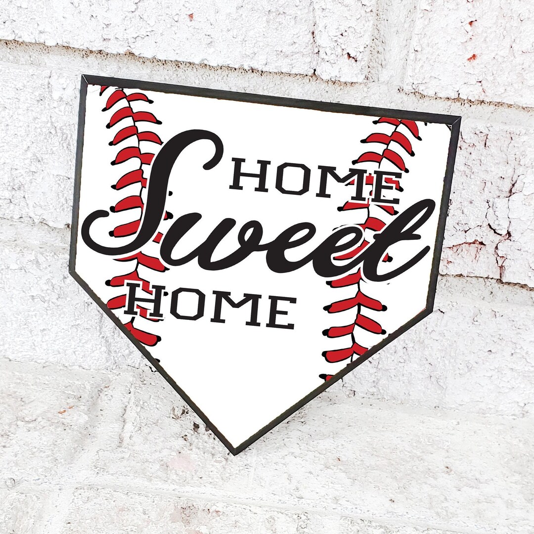 Home Sweet Home Baseball Plate Sign, Baseball Home Plate Plaque, Home ...