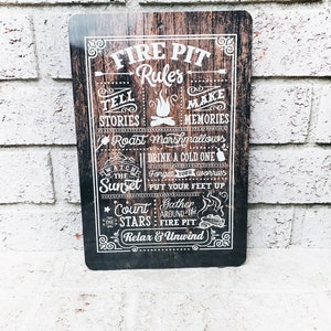 Fire Pit Rules Outdoor Metal Sign, Summer Yard Signs, Indoor/outdoor ...