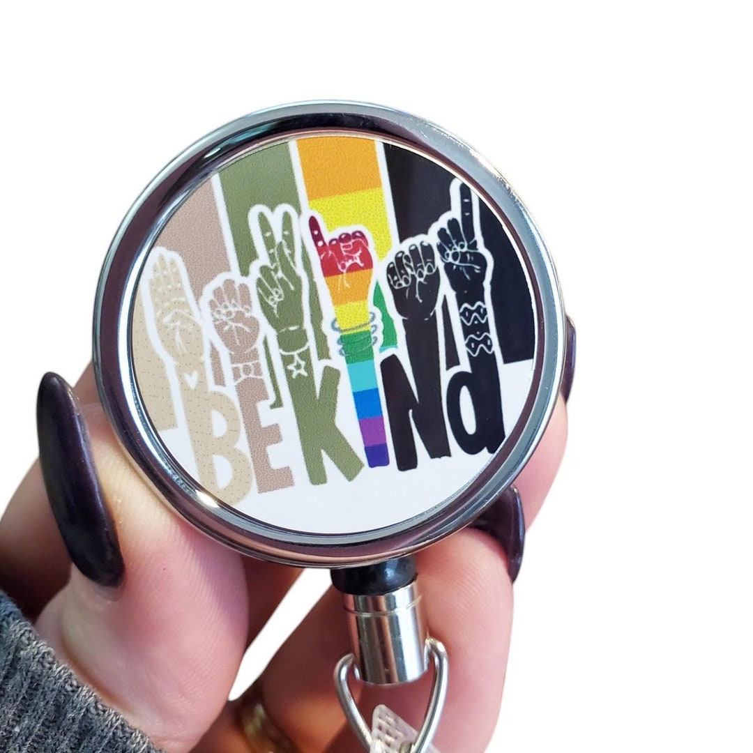 Be Kind ASL Badge Reel, Diversity ID Holder - Etsy