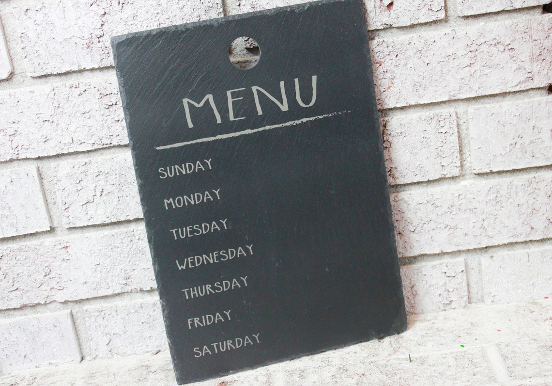 Weekly Menu Board Slate chalkboard meal planning Farmhouse | Etsy