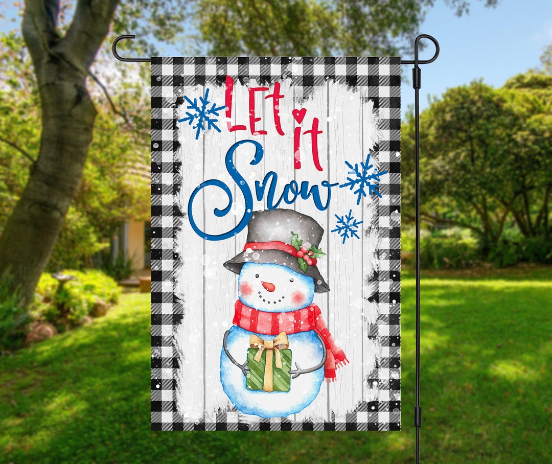 Let It Snow Snowman Winter Garden Flag, 12x18 Snowman Flag, Christmas ...