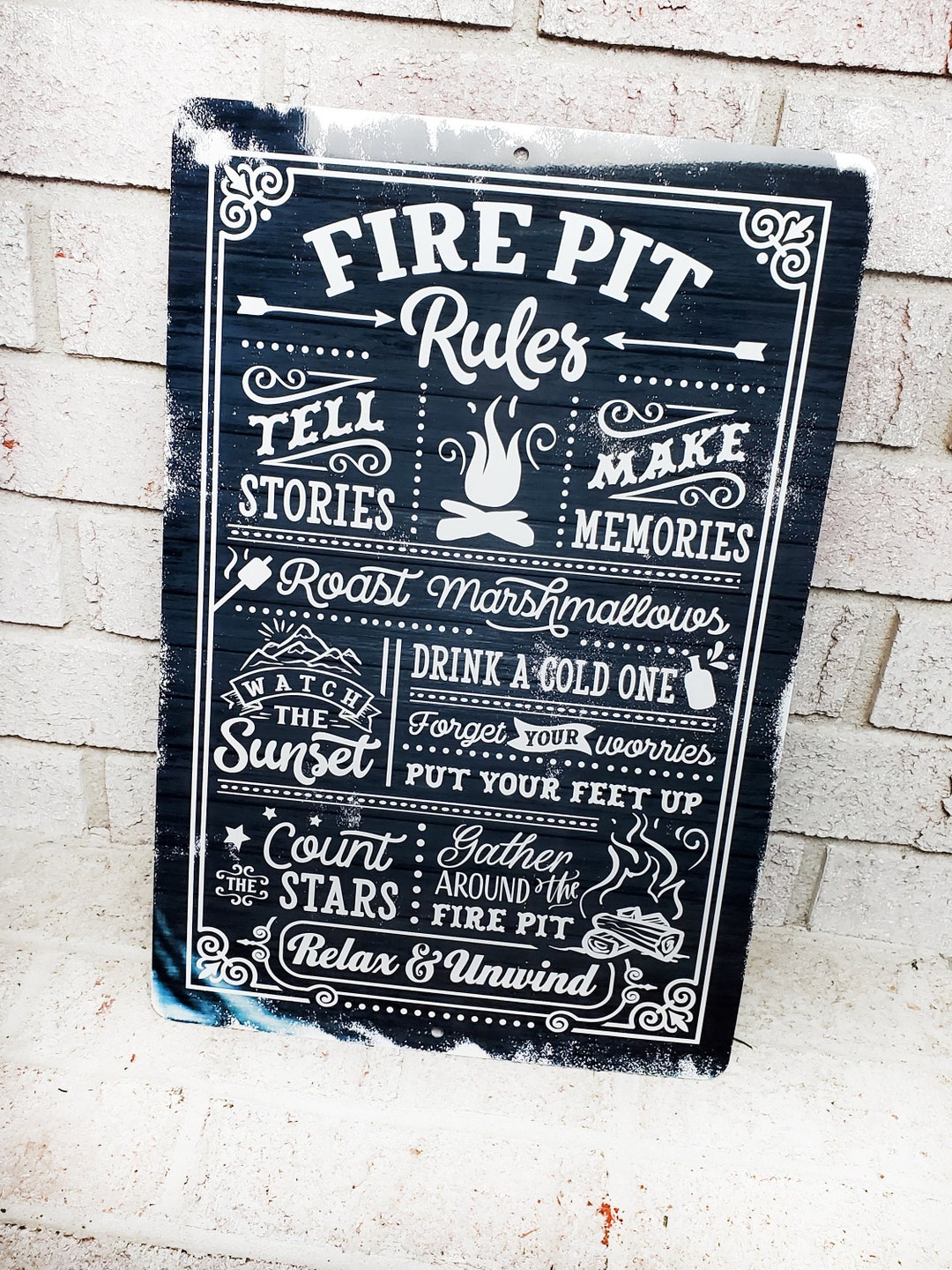 Fire Pit Rules Outdoor Metal Sign, Summer Yard Signs, Indoor/outdoor ...