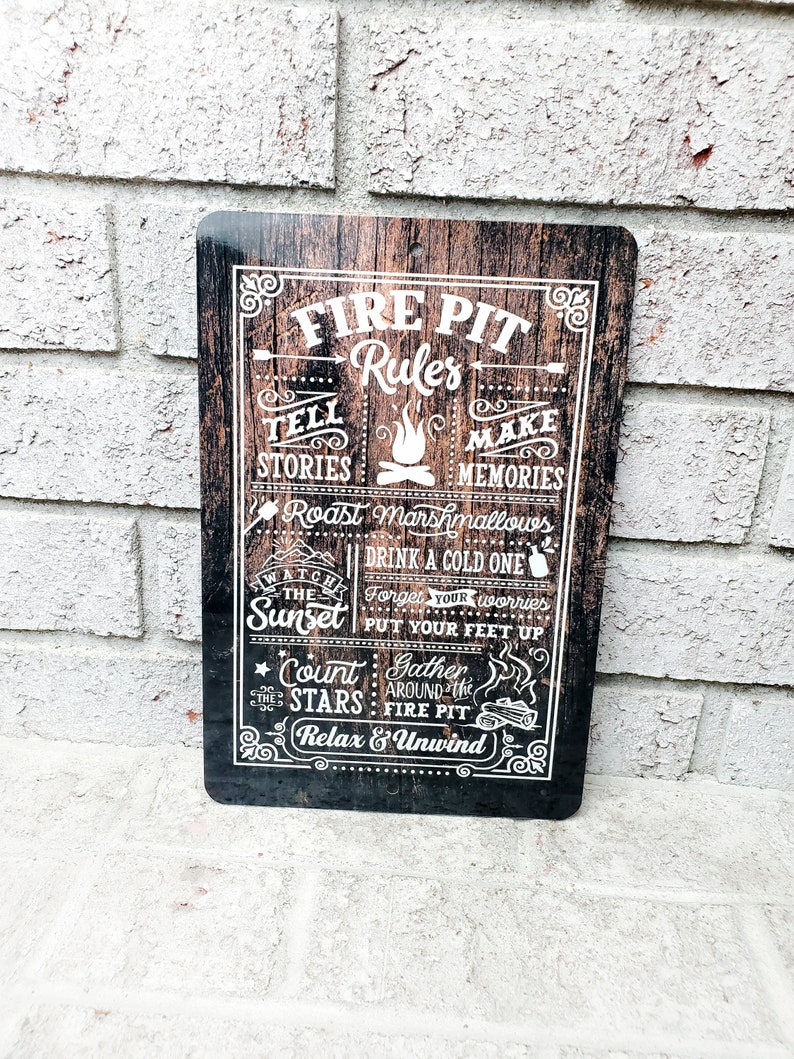 Fire Pit Rules Outdoor Metal Sign Summer Yard Signs - Etsy