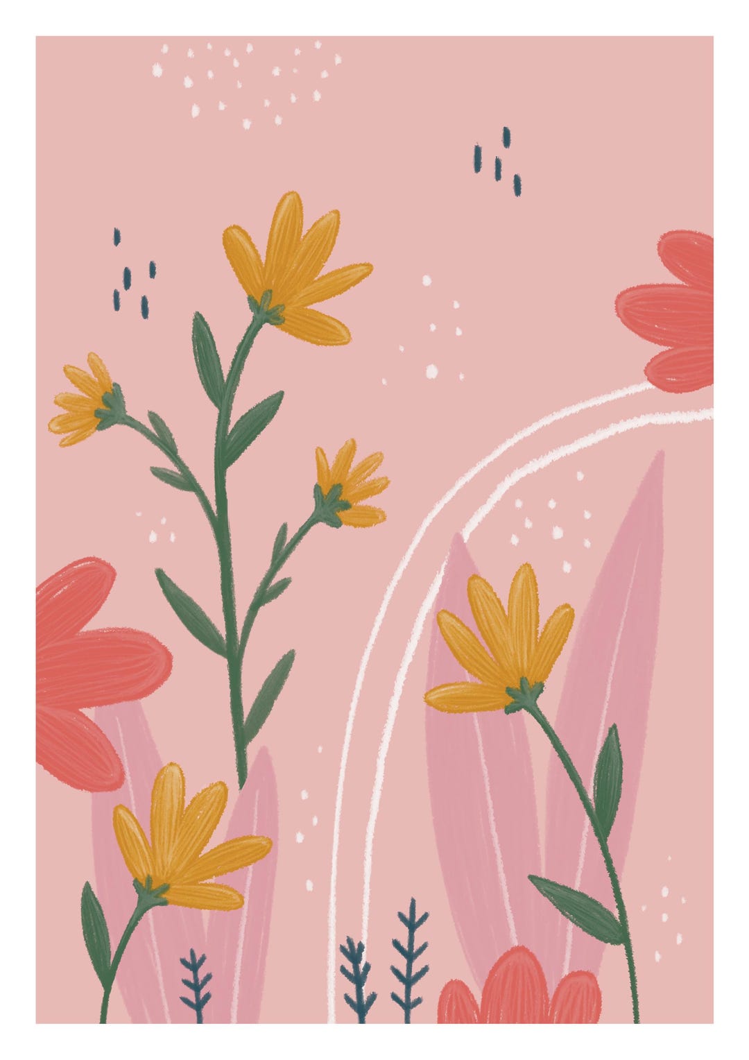 Colorful Flowers, Digital Art Print - Etsy