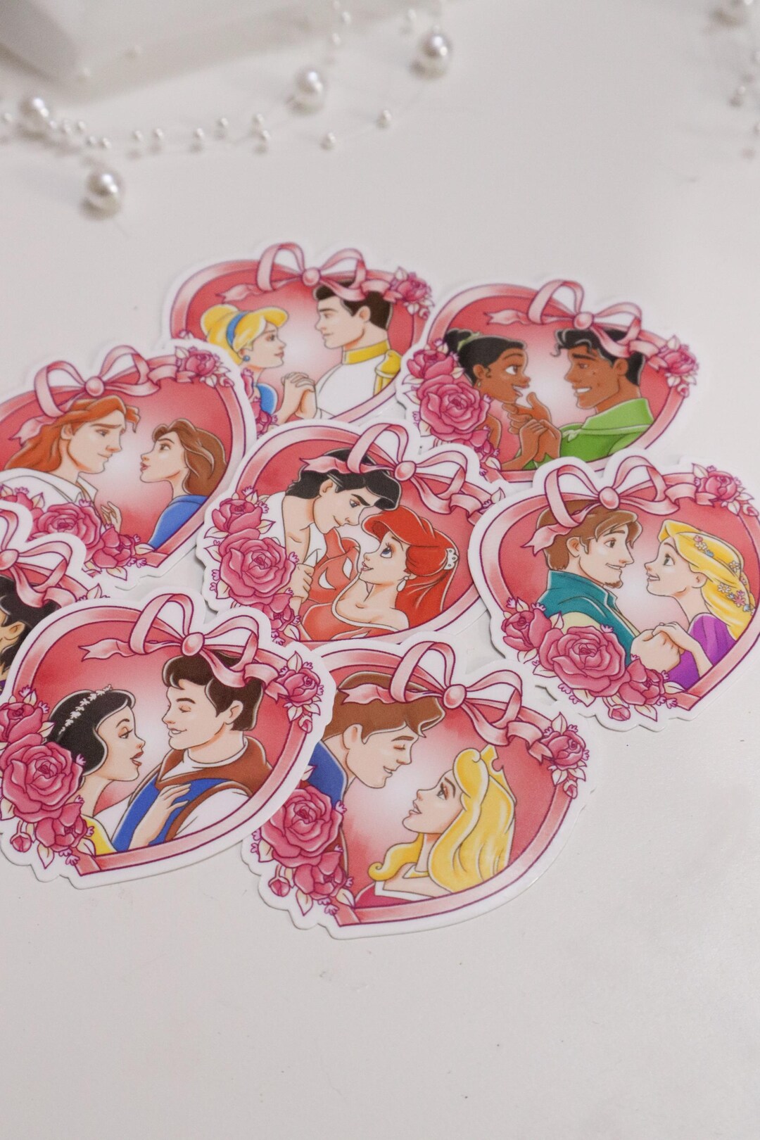 Princess Sweetheart Vinyl Waterproof Stickers, Princess Couples, Gift ...