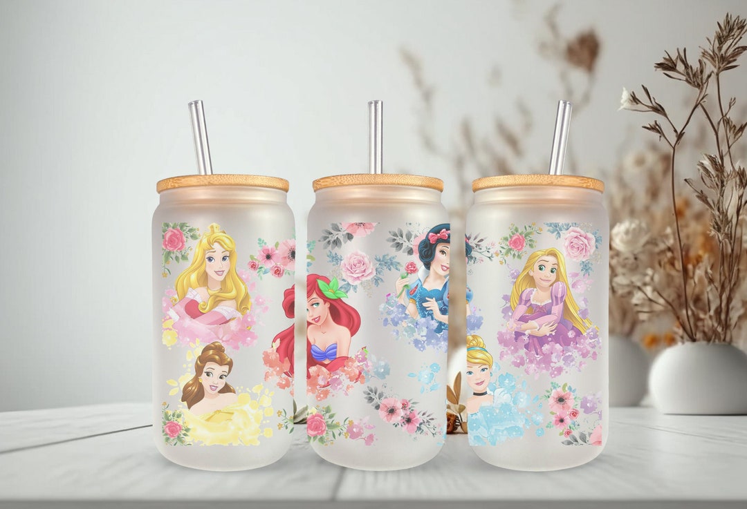 Floral Princess Coffee Cup, Disney Cup, Disney Inspired, Trendy Glass ...