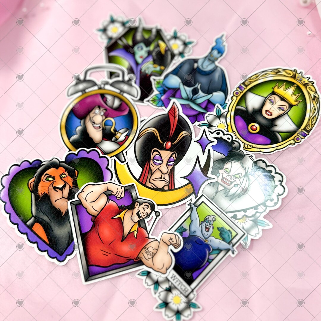 Villians Tattoo Style Character Vinyl Waterproof Stickers, Gift for Her ...