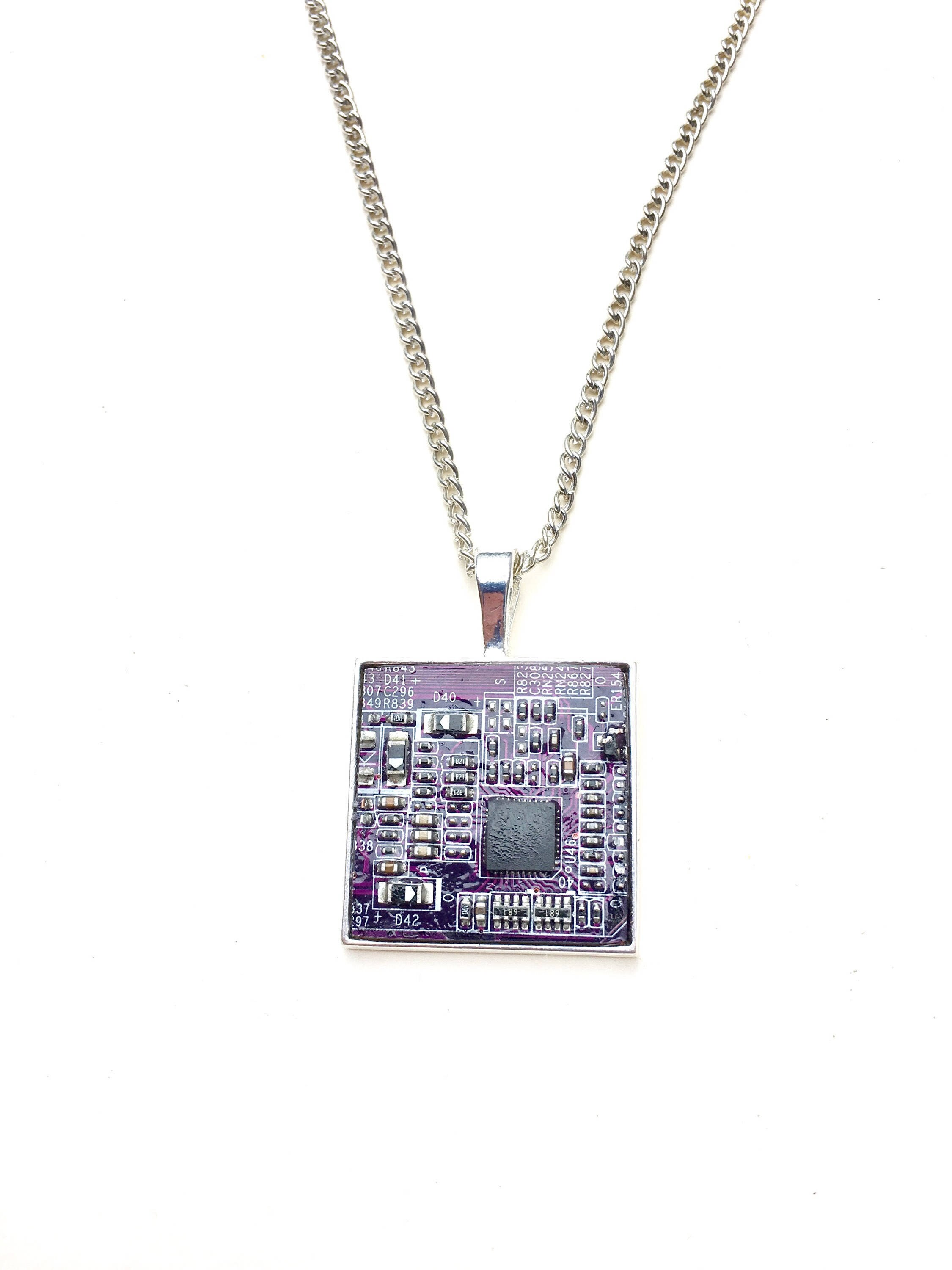 Motherboard pendant necklace computer purple cyberpunk | Etsy