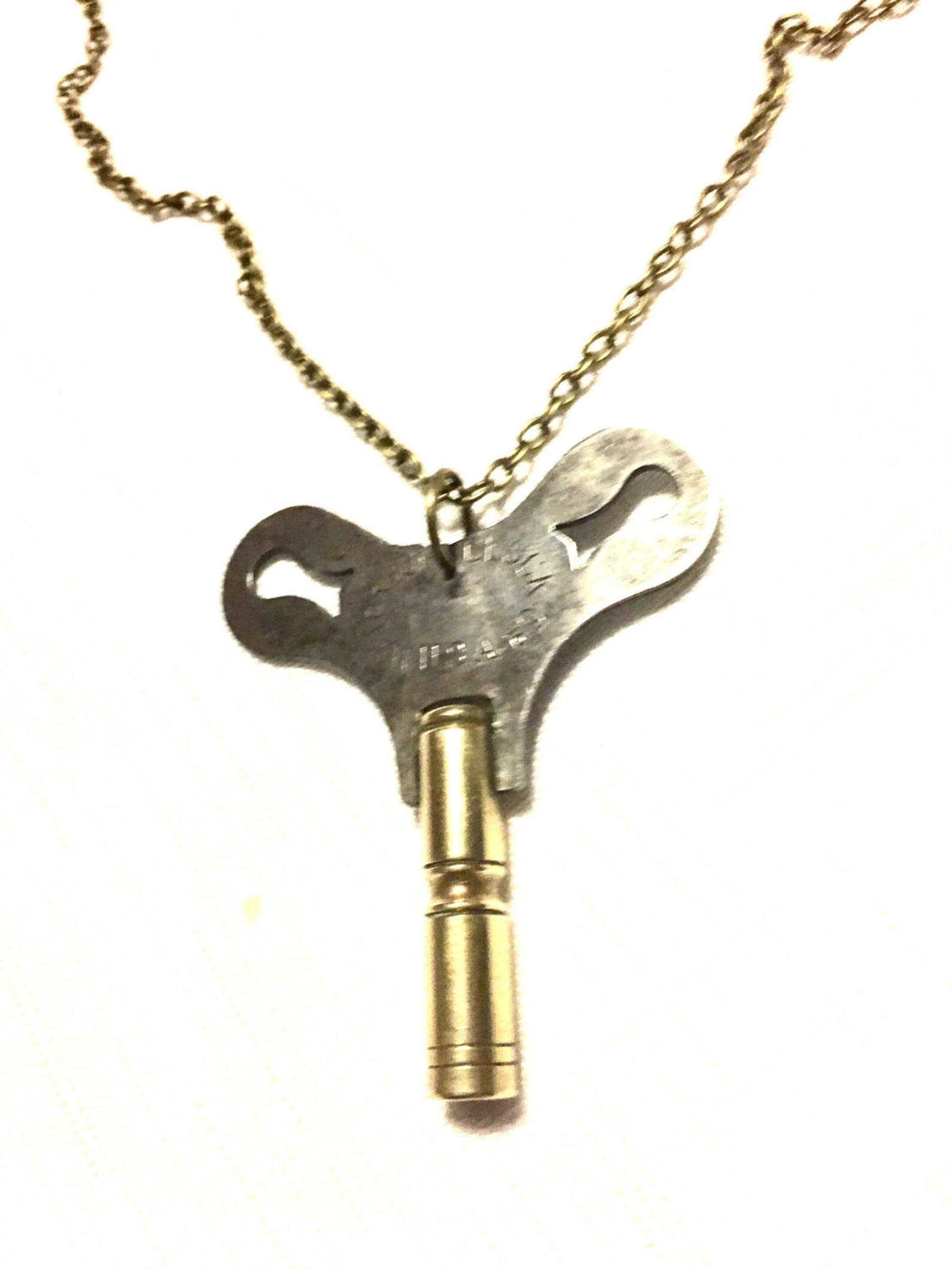 Antique key pendant necklace bronze chain steel brass goth | Etsy