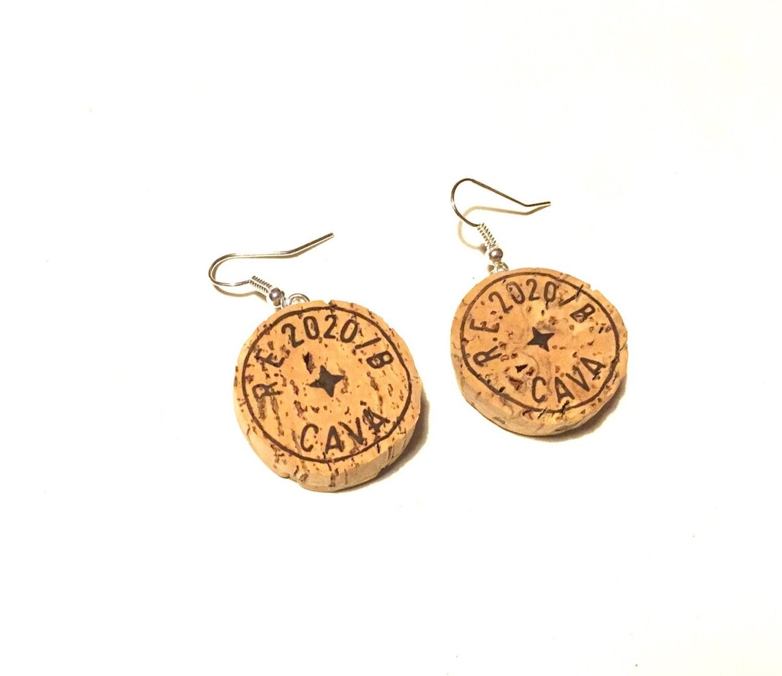 Cava Cork Earrings Handmade Champagne Recycling Upcycling - Etsy UK