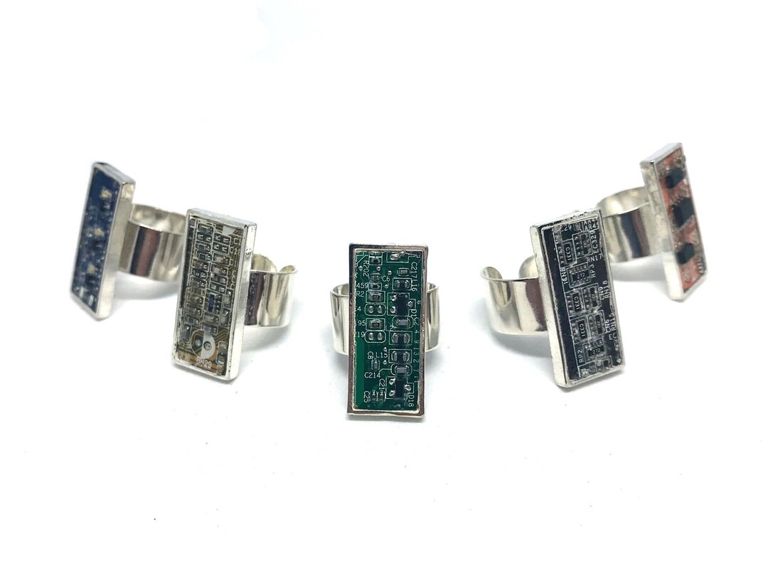 Motherboard Adjustable Rings Silver Plated Computer Circuitry Circuit ...