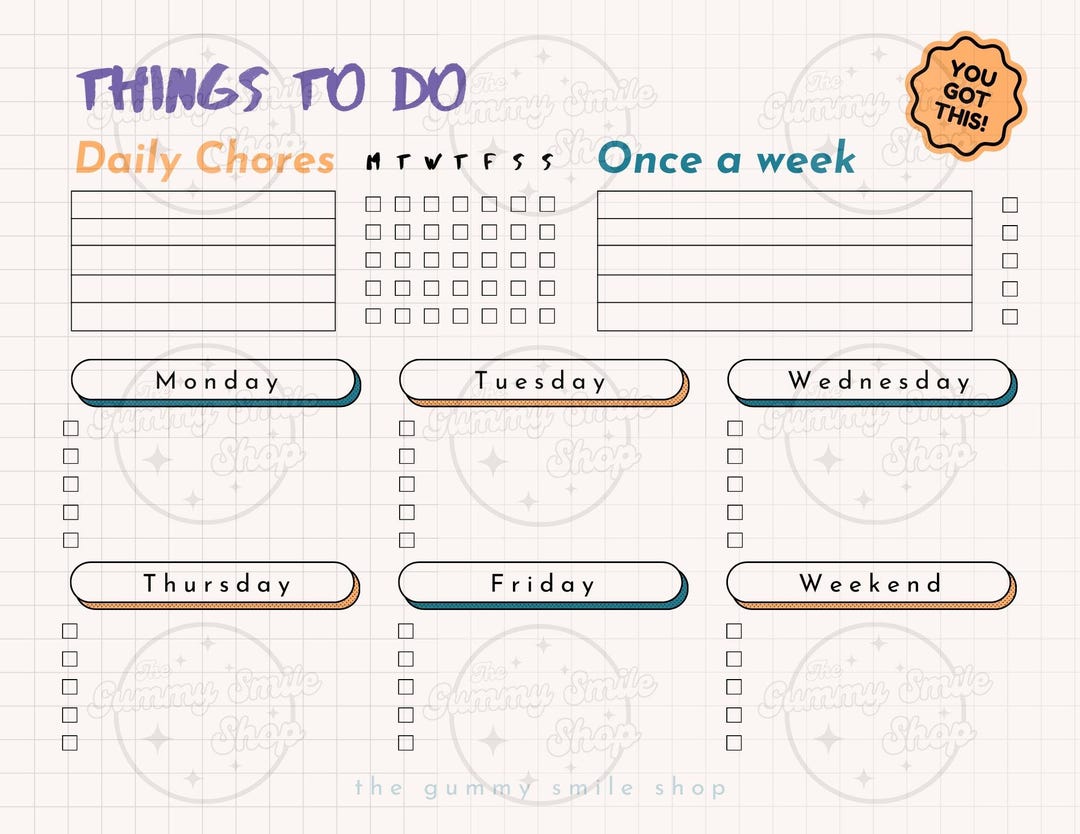 To-do List Chores Chart Daily Weekly Adhd-friendly Chore Chart Visual ...
