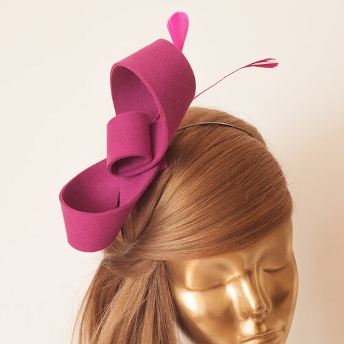 Unique Modern Pink Fuchsia FELT FASCINATOR. BRIDAL Fascinator | Etsy