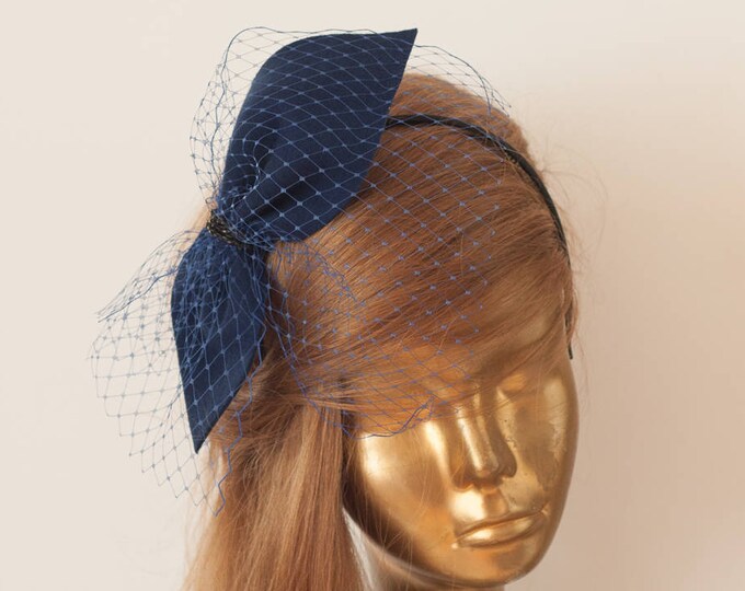 Unique Modern Navy Blue Felt FASCINATOR . Blue Headpiece, Blue Party ...