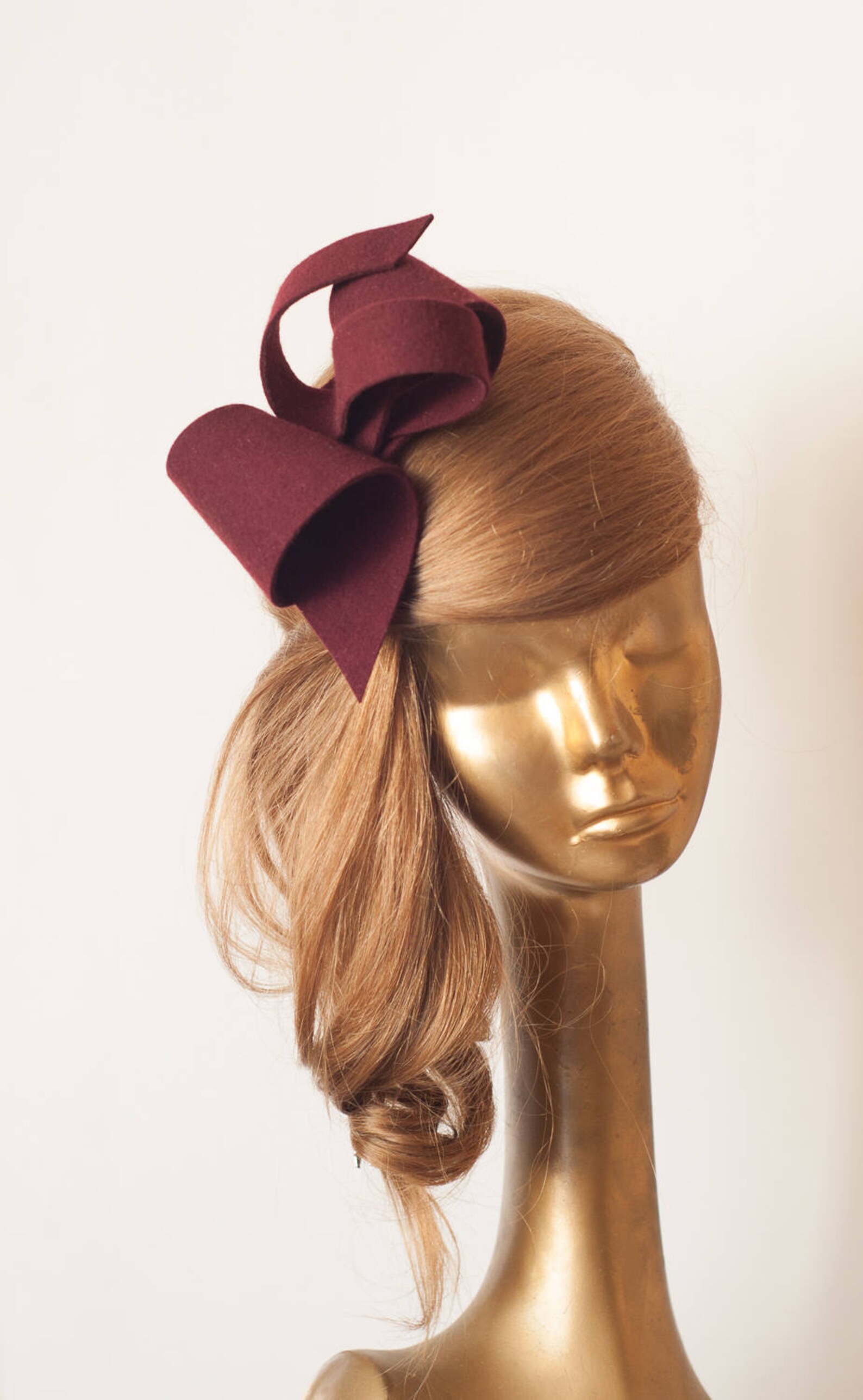 Unique Modern Burgundy FELT FASCINATOR. BRIDAL Fascinator . - Etsy