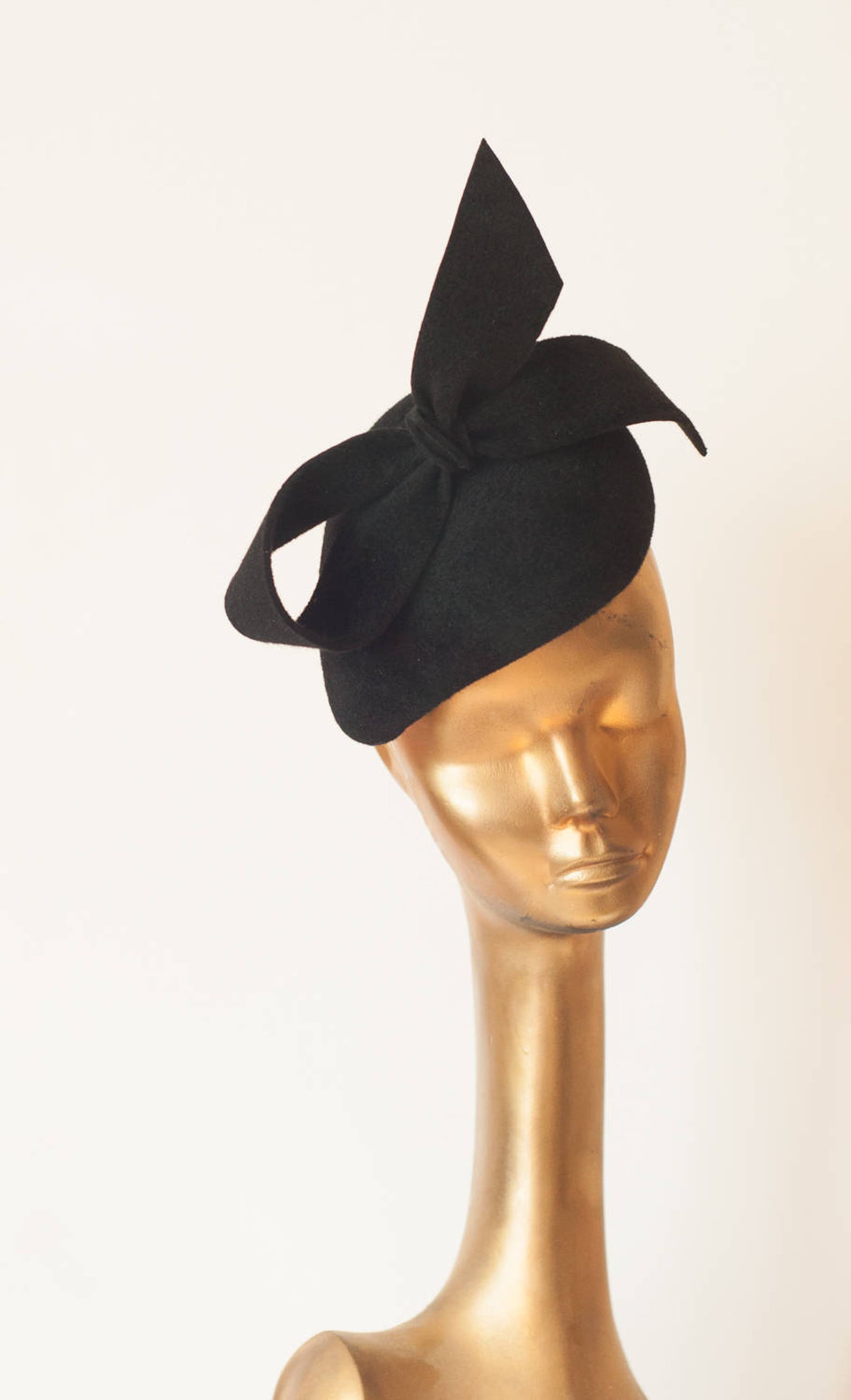 Unique Modern Black Fur FELT FASCINATOR. BRIDAL Fascinator - Etsy