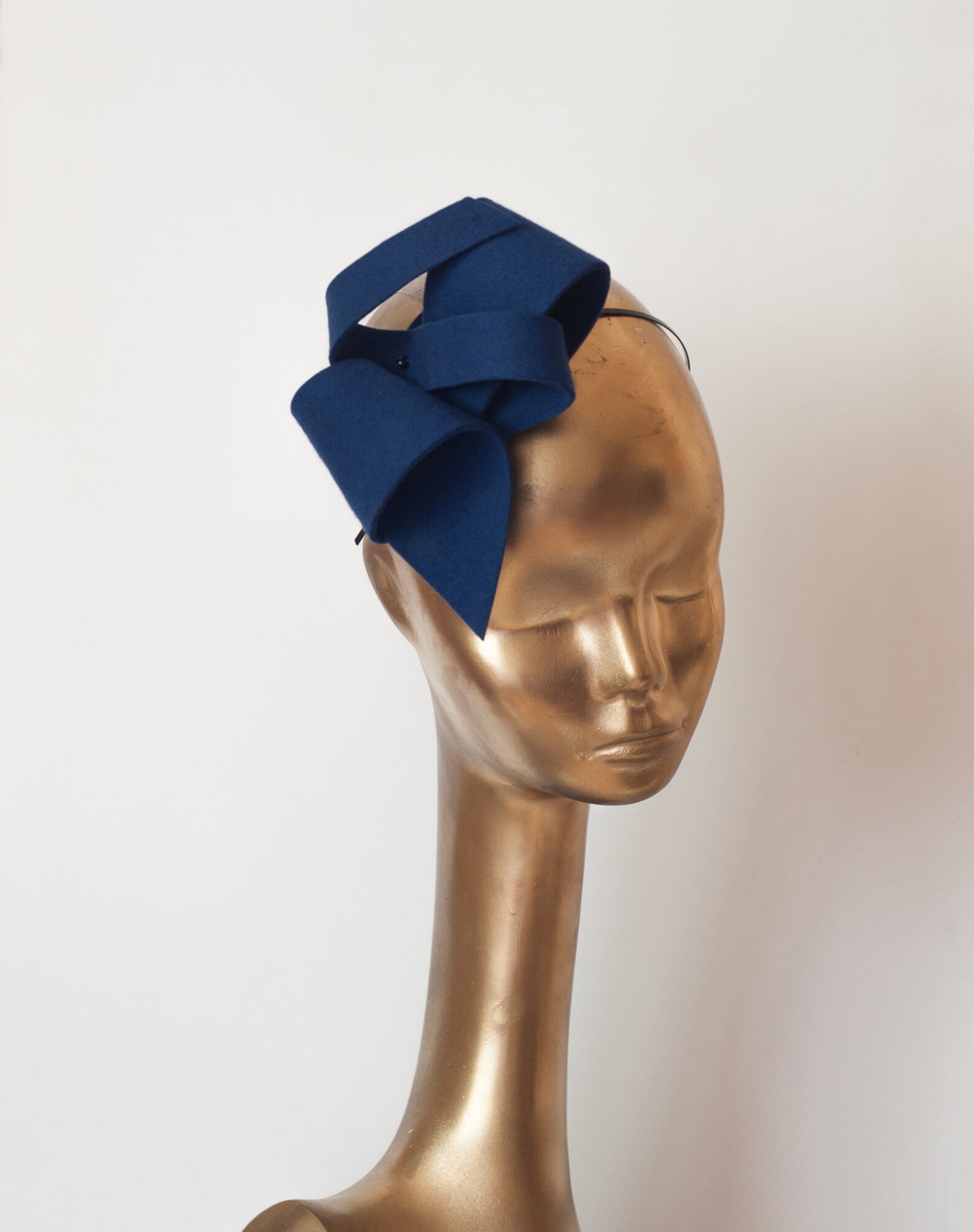 Unique Modern Navy Blue FELT FASCINATOR. BRIDAL Fascinator . - Etsy