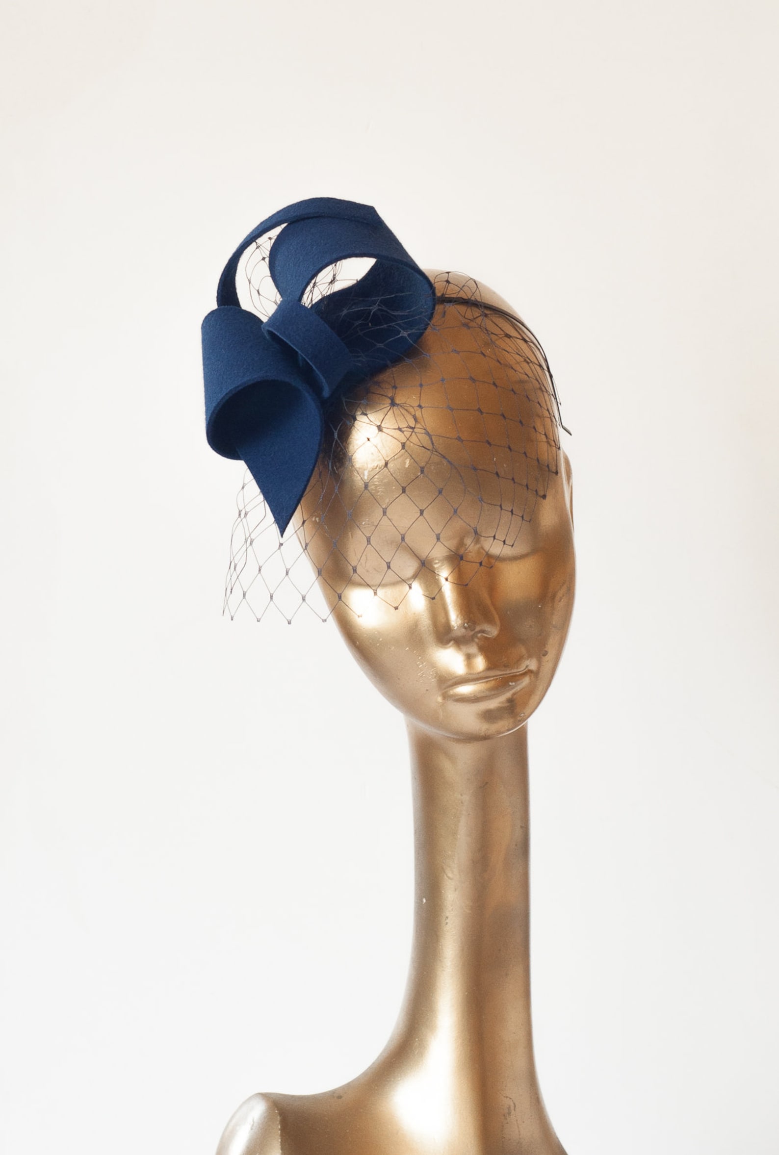 Unique Modern Navy Blue FELT FASCINATOR. BRIDAL Fascinator - Etsy