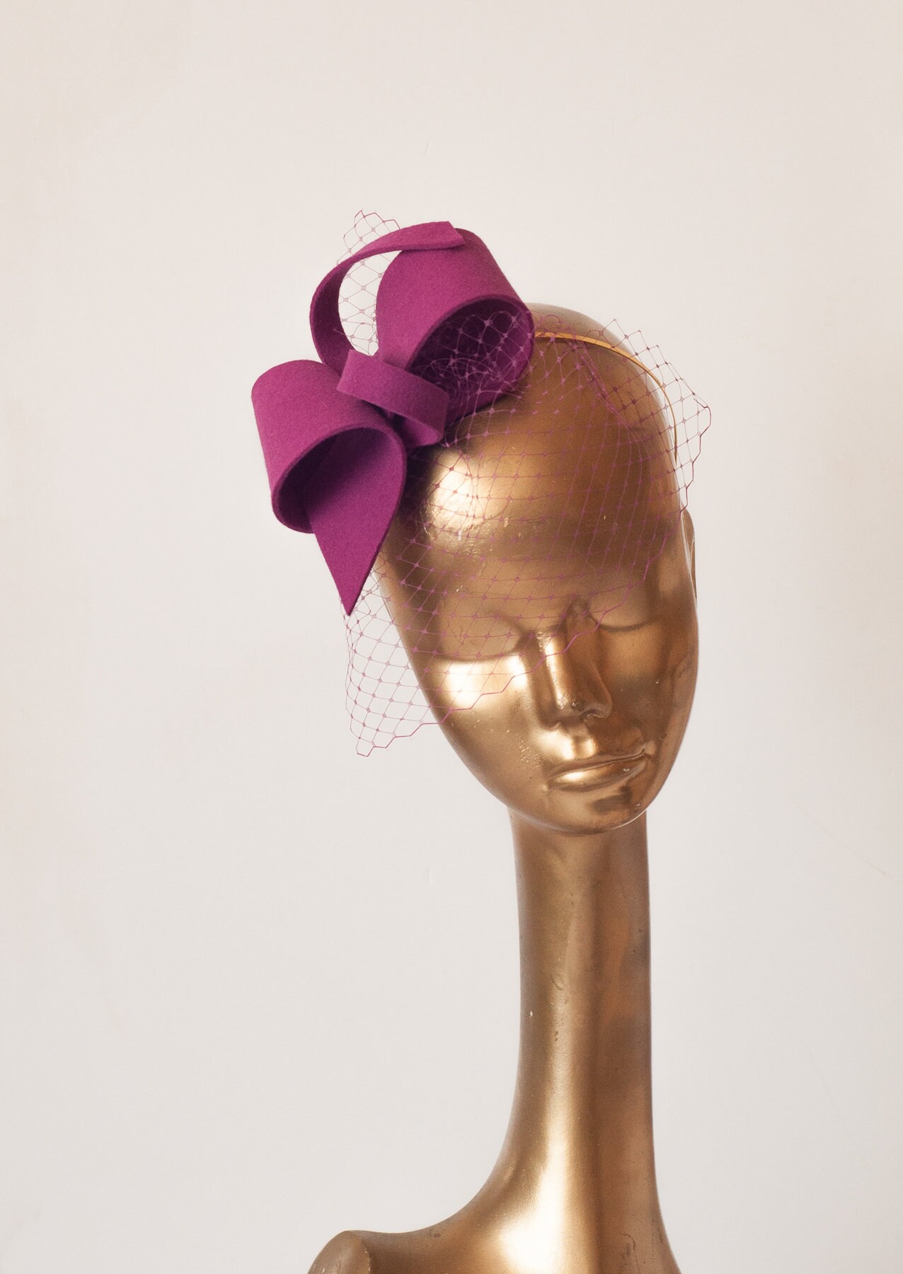 Unique Modern Fuchsia FELT FASCINATOR. BRIDAL Fascinator with | Etsy