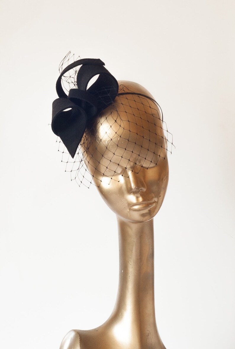 Unique Modern Black FELT FASCINATOR BRIDAL Fascinator . - Etsy
