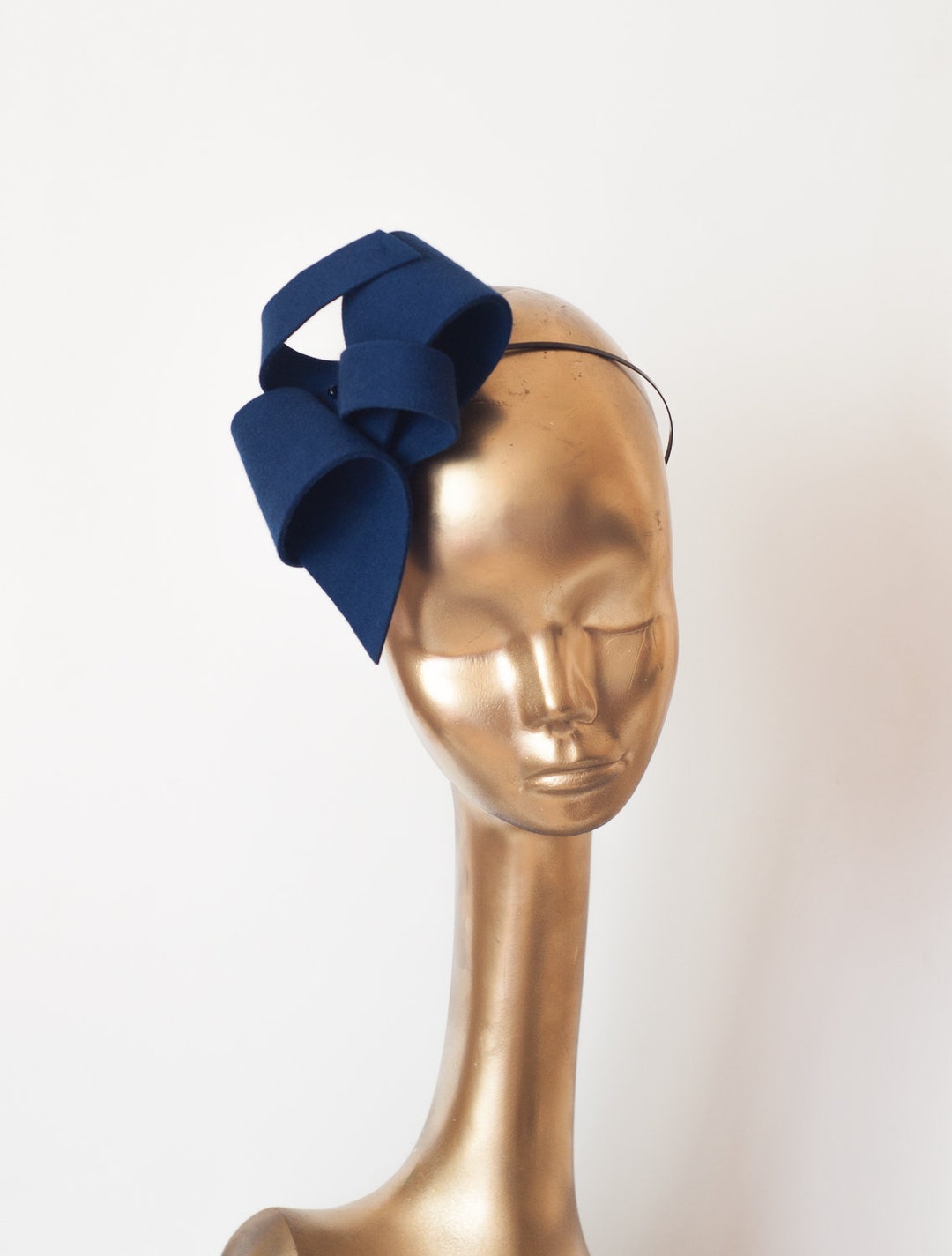 Unique Modern Navy Blue FELT FASCINATOR. BRIDAL Fascinator . Navy Blue ...